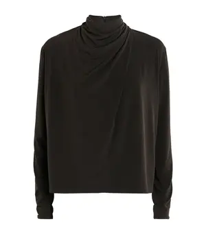 Vince Draped Cowl Neck Matte Jersey Top - Brown