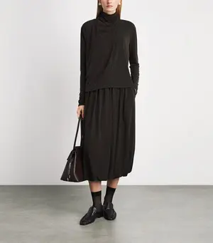 Vince Draped Cowl Neck Matte Jersey Top - Brown
