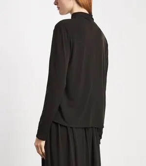 Vince Draped Cowl Neck Matte Jersey Top - Brown