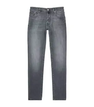 Jacob Cohen Bard Slim Jeans With Ostrich Leather Patch - Black