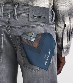 Jacob Cohen Bard Slim Jeans With Ostrich Leather Patch - Black