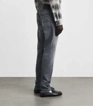Jacob Cohen Bard Slim Jeans With Ostrich Leather Patch - Black