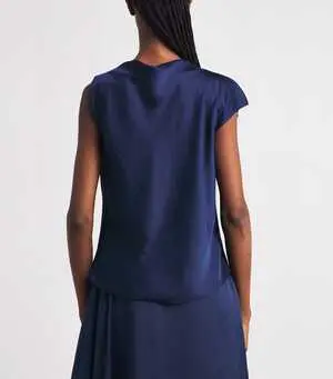 Theory Crushed Satin Sleeveless Blouse