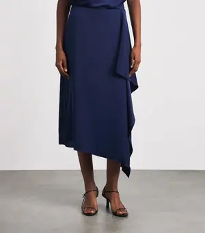 Theory Crushed Satin Sarong Skirt - Navy