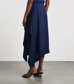 Theory Crushed Satin Sarong Skirt - Navy