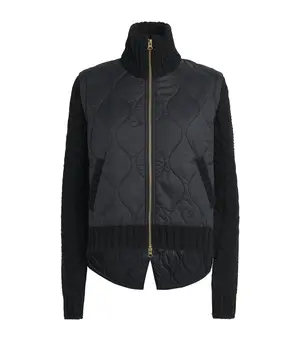 Veronica Beard Quilted Patra Jacket With Cable Knit Sleeves - Black