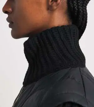 Veronica Beard Quilted Patra Jacket With Cable Knit Sleeves - Black
