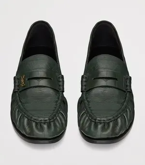 Saint Laurent Eel Leather Penny Loafers With Moc Toe
