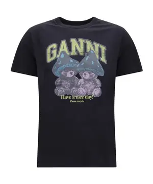 GANNI Teddy Mushrooms Graphic T-shirt - Black
