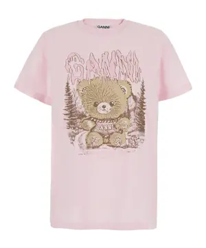 GANNI Ganni Graphic Print T-shirt Pink