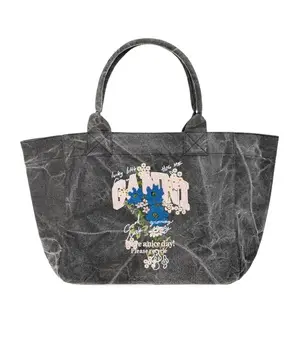 GANNI Medium Trapeze Tote Bag With Embroidery