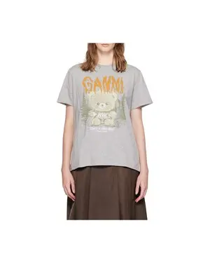GANNI T-shirt With Forest Teddy