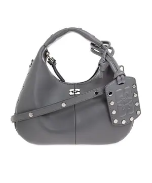 GANNI Stud-embellished Leather Shoulder Bag