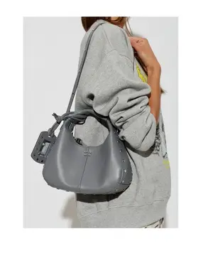 GANNI Stud-embellished Leather Shoulder Bag
