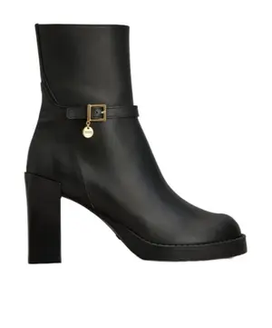 TOD'S Heeled Leather Ankle Boots With Buckle Detail