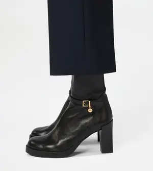 TOD'S Heeled Leather Ankle Boots With Buckle Detail