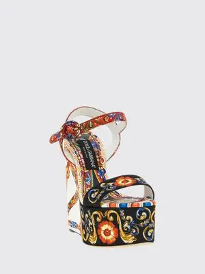 Dolce & Gabbana Dolce Gabbana Carretto-printed Brocade Wedge Sandals