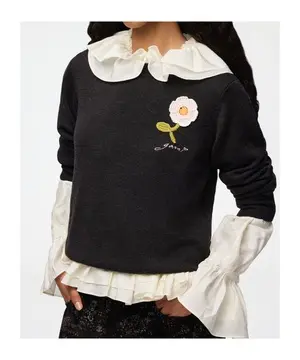 GANNI Jumper With Crochet Flower
