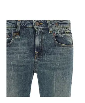 R13 Extra-long Flared Jeans With Distressed Finish