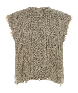 R13 Knit Crewneck Tank Top With Fringed Hem - No