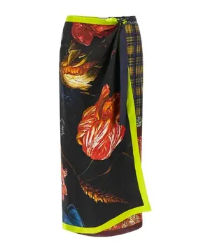 Dries Van Noten Floral Patchwork Silk Wrap Skirt