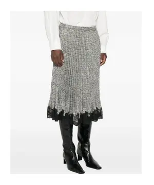 Ermanno Scervino Pleated Lace-trim Midi Skirt