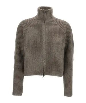 LISA YANG Front Zip-up Cardigan - Brown
