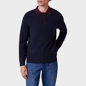Paul Smith Navy Knit Polo Top