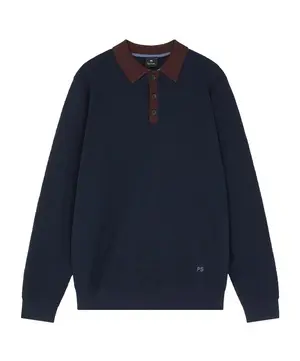 Paul Smith Navy Knit Polo Top