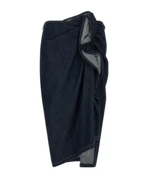 Dries Van Noten Draped Denim Skirt