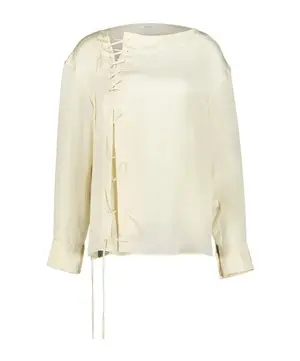 FERRAGAMO Lace-up Detail Top - Bone/beige