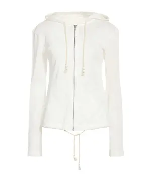 MAISON MARGIELA Solid Colour Zip-up Jumpers - White