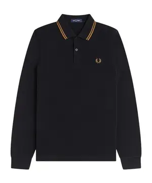 Fred Perry Longsleeve Collared Polo Shirt - Black