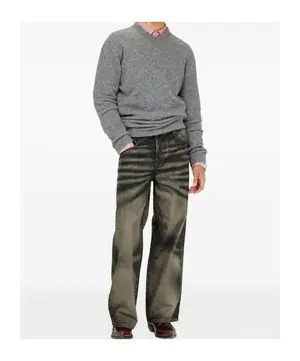 DIESEL® V-neck Jumper In Wrinkled Boiled Knit