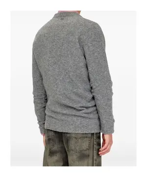 DIESEL® V-neck Jumper In Wrinkled Boiled Knit