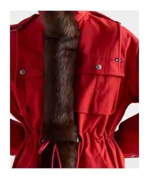 Prada Technical Fabric Parka With Shearling Trim