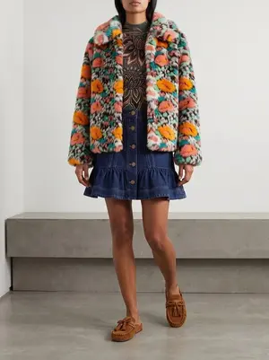 Farm Rio Denim Ruffled Mini Skirt