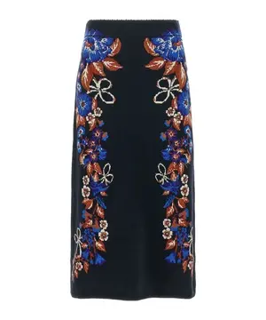 FARM RIO FARM RIO Floral Intarsia Knitted Midi Skirt