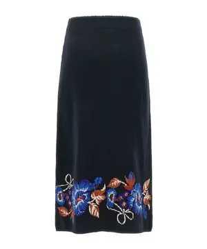 Farm Rio Floral Intarsia Knitted Midi Skirt