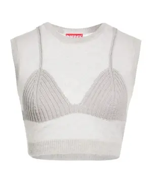 DIESEL® Sleeveless Cropped Knit Top - Grey
