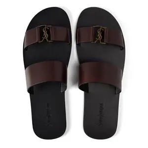 Saint Laurent Flat Sandals With Buckle Detailing