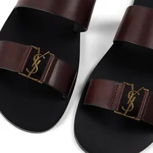 Saint Laurent Flat Sandals With Buckle Detailing