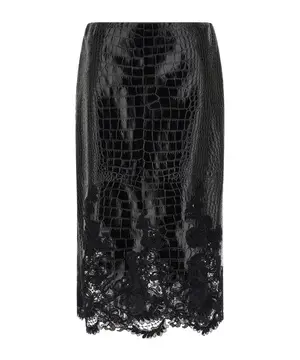 Ermanno Scervino Croc-embossed Midi Skirt - Black