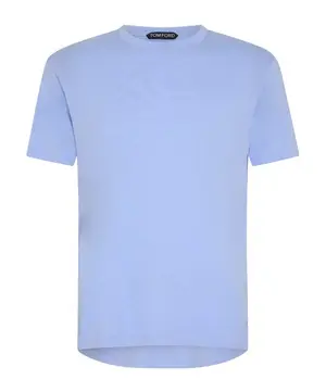 TOM FORD Solid Crewneck Shortsleeve Top - Blue