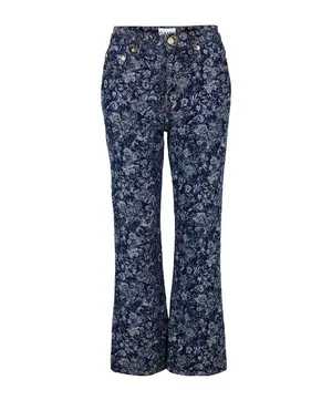 GANNI Floral Print Denim Jeans - No