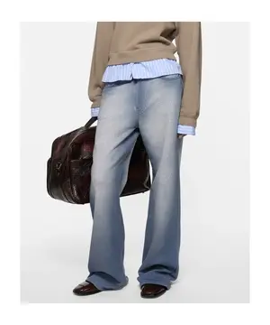 Acne Studios Wide Leg Fleece Trousers With Faded Finish
