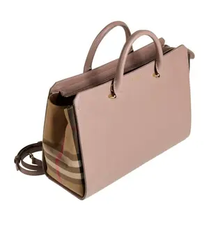 Burberry Two-tone Pebbled Leather Tote Bag
