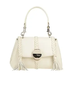Chloé Plain Leather Handbag With Detachable Top Handle And Shoulder Strap - Ivory