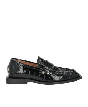 GANNI Crocodile-print Loafers