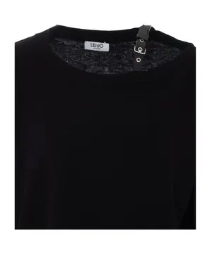 Liu Jo Long Sleeve Knit Top With Angled Shoulder Detail
